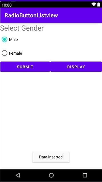 Radiobuttons Value In The Sqlite Display Listview In Android Techy Pid