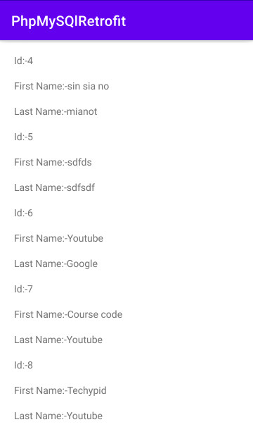 Json Parsing Php Mysql Displaying Data In Recyclerview
